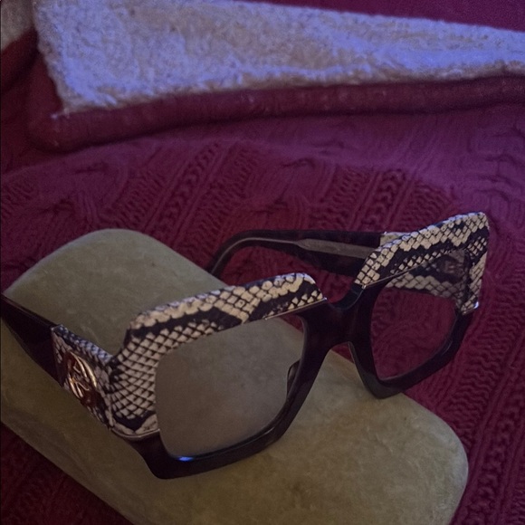 Accessories | Gucci Snake Print Square Glasses | Poshmark